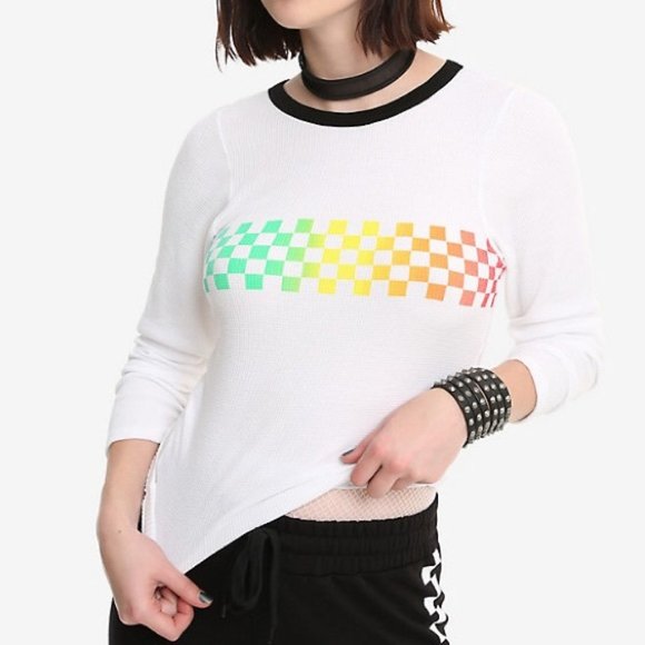 Hot Topic | Tops | Hot Topic Rainbow Thermal Crop Top L | Poshmark